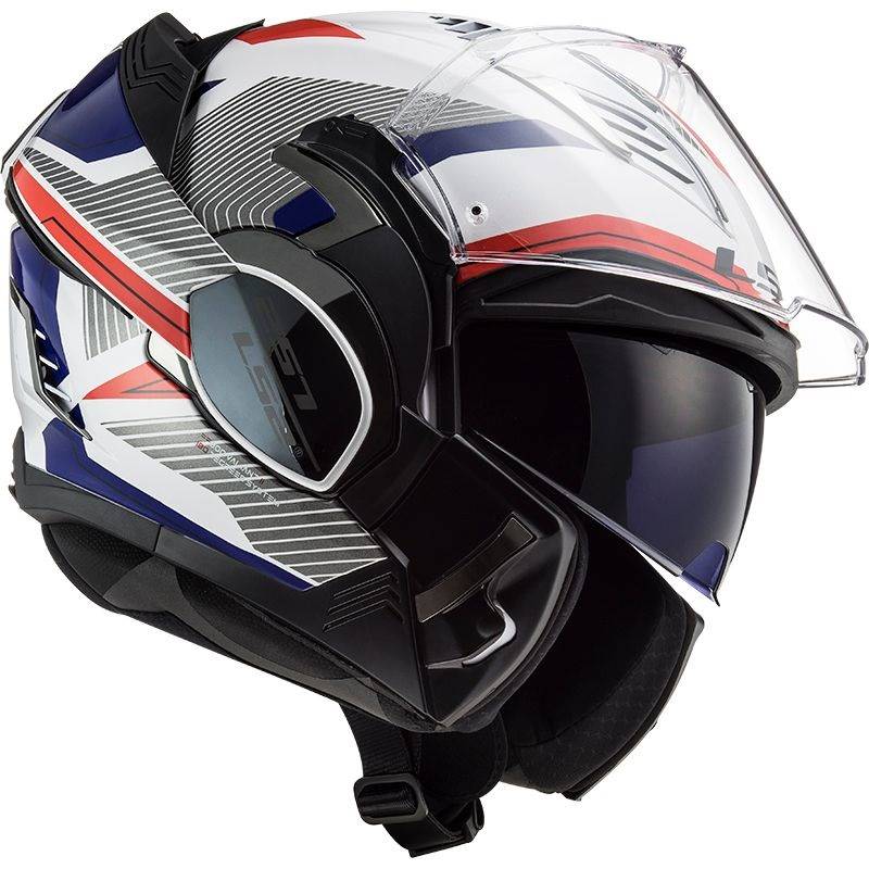 Capacete LS2 Valiant 2 FF900 Revo Branco/Vermelho/Azul (Articulado ...