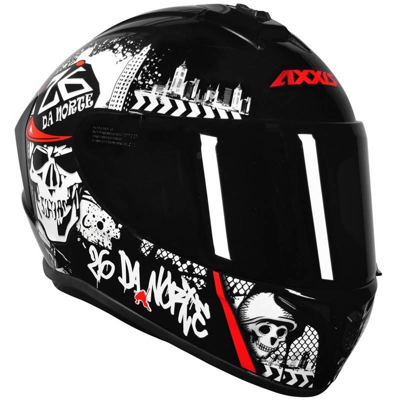 Capacete Axxis Draken 26 Da Norte Preto/Vermelho Brilho - Grid Motors