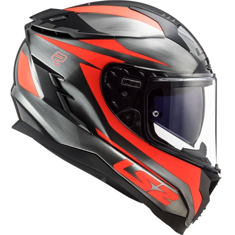 Capacete LS2 FF327 Challenger Jeans Titânio/Laranja Fluor - Grid Motors