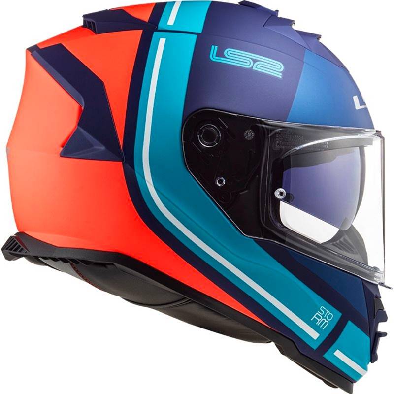 Capacete LS2 Storm FF800 Slant - Azul/Laranja Fosco (Com Viseira Solar ...