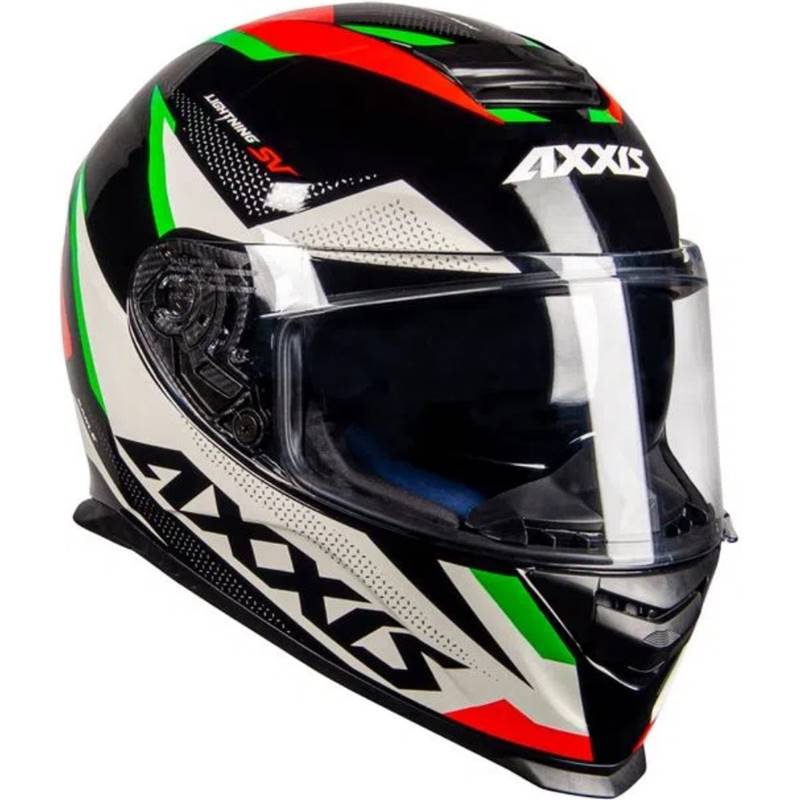Capacete Axxis Eagle SV Lightning - Verde/Vermelho