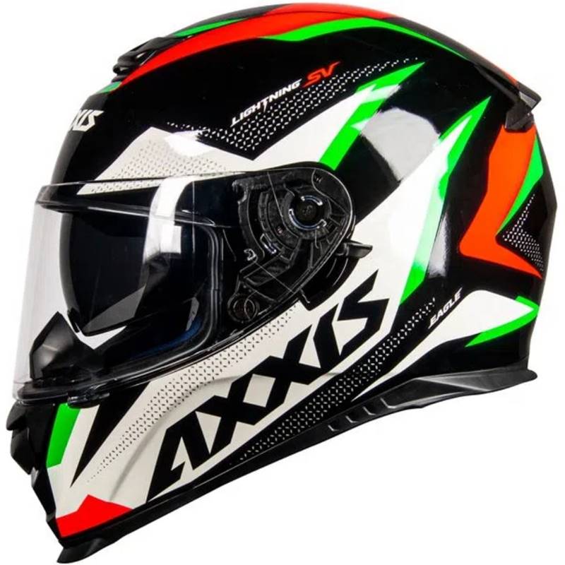 Capacete Axxis Eagle SV Lightning - Verde/Vermelho