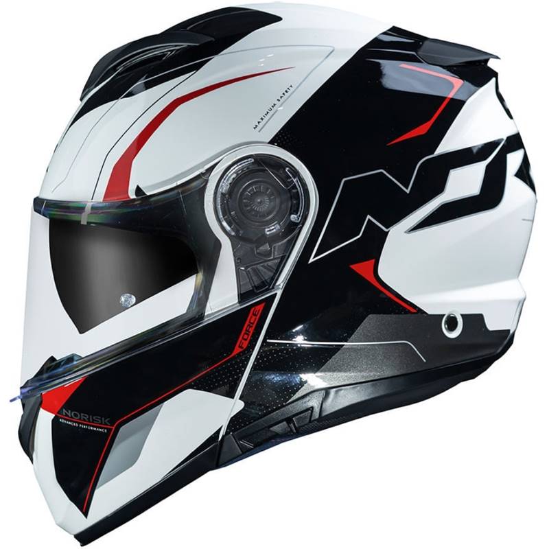 Capacete Norisk Force Articulado Quantum - Branco/Preto/Vermelho