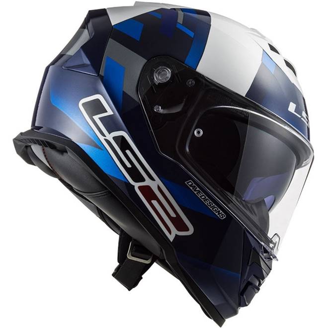 Capacete LS2 Storm FF800 John Mcphee - Azul/Branco - Grid Motors
