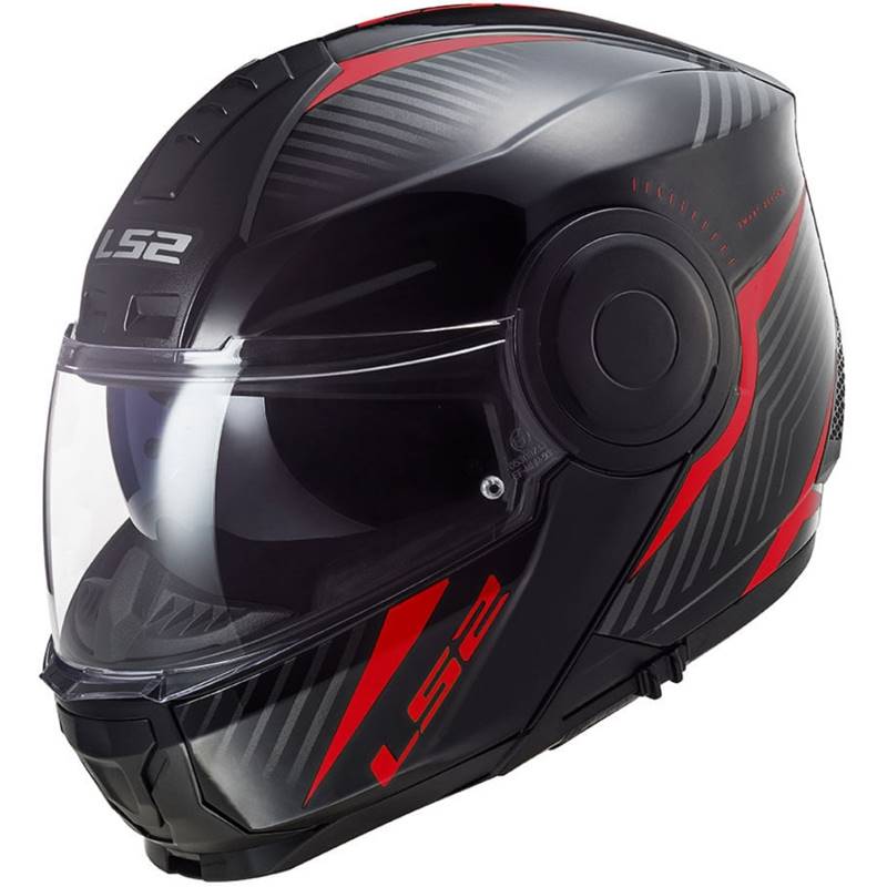 Capacete LS2 Scope FF902 Skid Preto/Vermelho (Articulado) - Grid Motors
