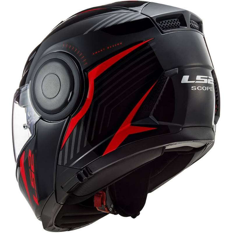 Capacete LS2 Scope FF902 Skid Preto/Vermelho (Articulado) - Grid Motors