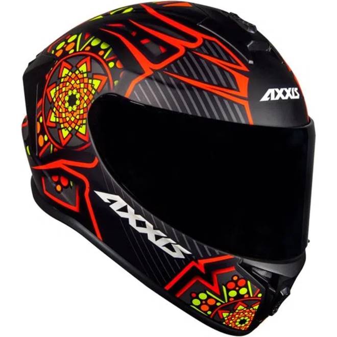 Capacete Axxis Draken Mystic - Preto/Vermelho/Amarelo - Grid Motors