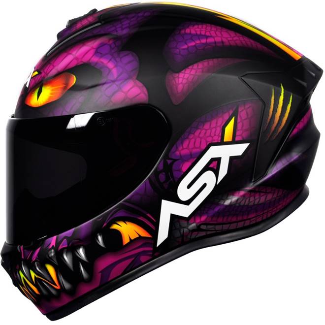 Capacete ASX Draken Raptor - Roxo/Preto Fosco - Grid Motors
