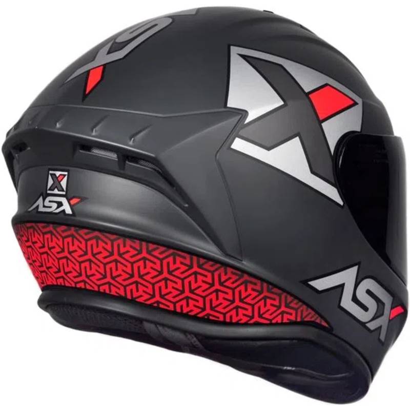 Capacete ASX Draken Concept - Cinza/Vermelho Fosco - Grid Motors
