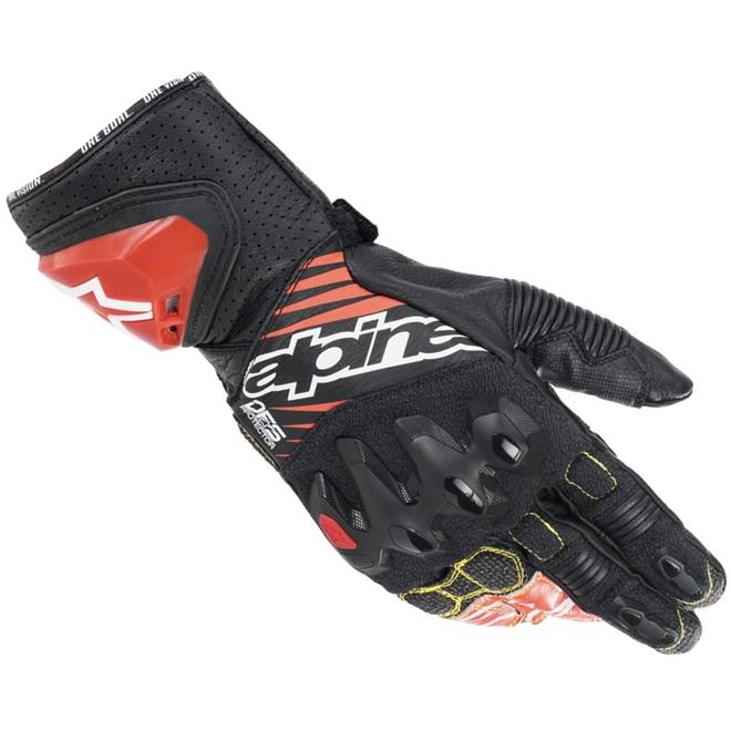 Luva Alpinestars GP Tech V2 - Preto/Branco/Vermelho - Grid Motors