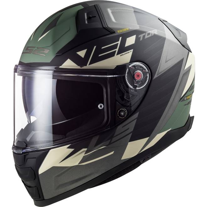 Capacete LS2 Vector 2 FF811 Absolute - Preto/Prata/Verde - Grid Motors