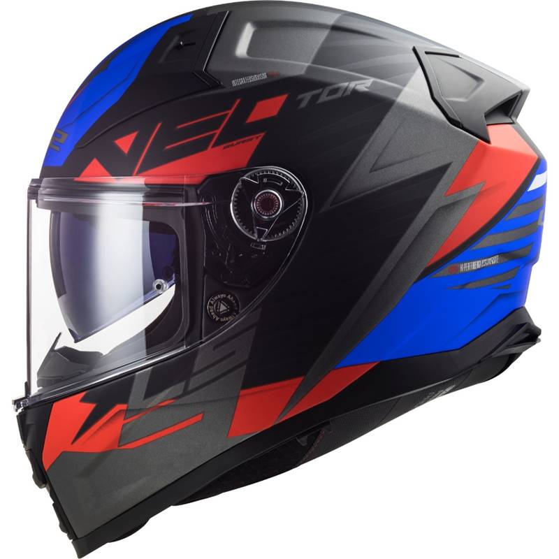 Capacete LS2 Vector 2 FF811 Absolute - Azul/Vermelho/Preto Fosco - Grid ...