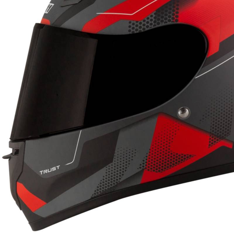 Capacete X11 Trust Pro Transit - Cinza/Vermelho Fosco - Grid Motors