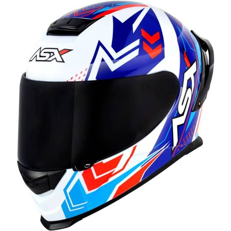 Capacete ASX Eagle Racing Diagon - Branco/Azul/Vermelho - Grid Motors