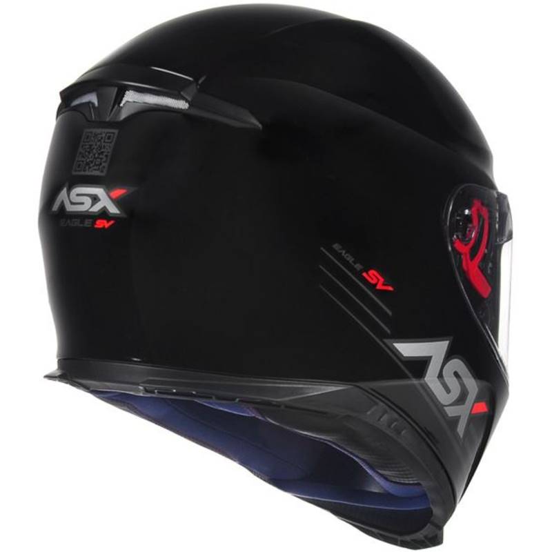 Capacete ASX Eagle SV Solid - Preto Brilho - Grid Motors