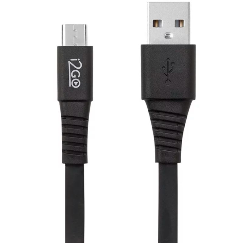 Cabo Micro USB i2GO Basic 1,2m 2,4A PVC Flexível Flat Preto - Grid Motors