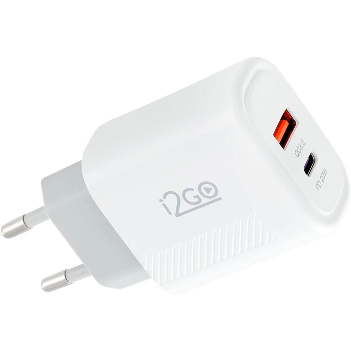 Carregador De Parede i2GO Pro Ultra Rápido Com 1 Saída USB-C 20W + 1 Saída USB-A 18W Power ...