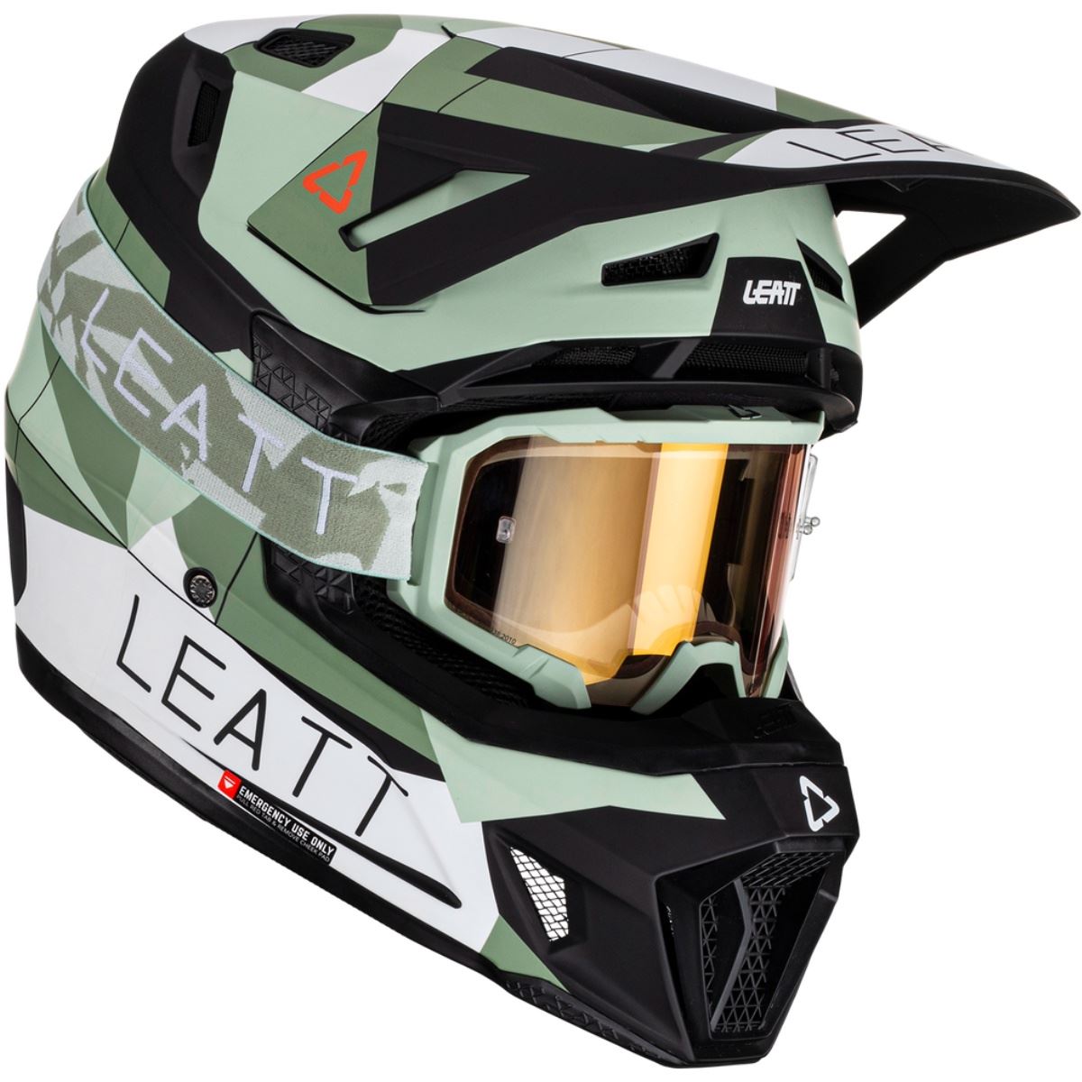 Capacete Leatt Moto 7.5 com Óculos - Verde Cactus/Branco/Preto - Grid Motors