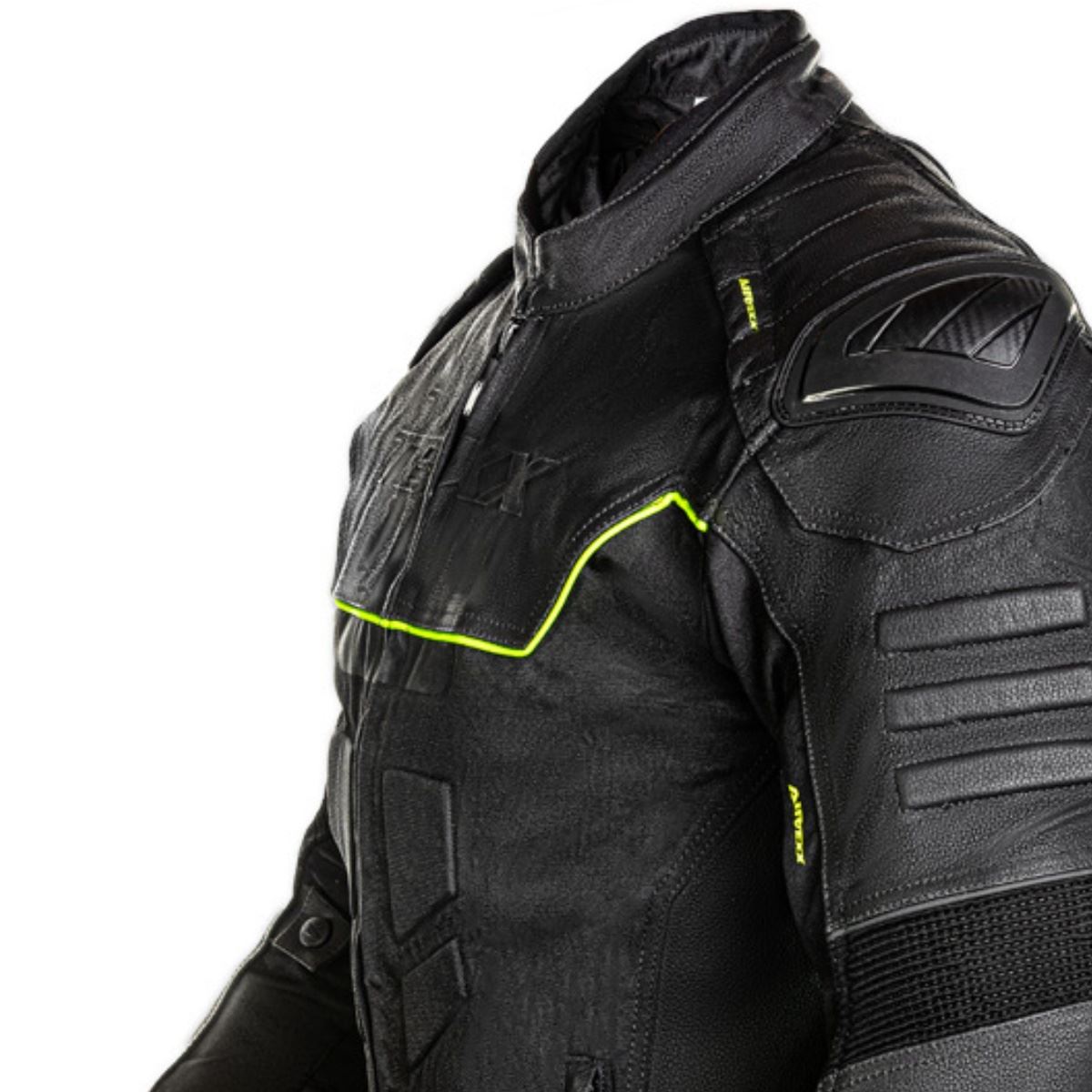 Jaqueta Texx Falcon V2 Preta/Verde (Couro) - Grid Motors