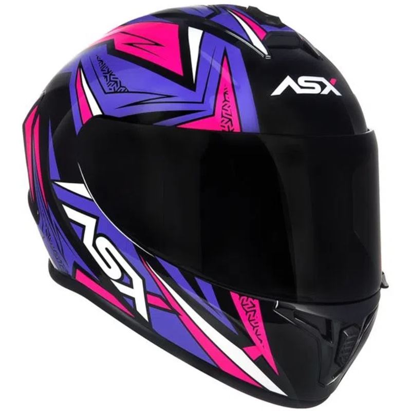 Capacete ASX Draken Vector - Preto/Roxo Lilás/Rosa - Grid Motors