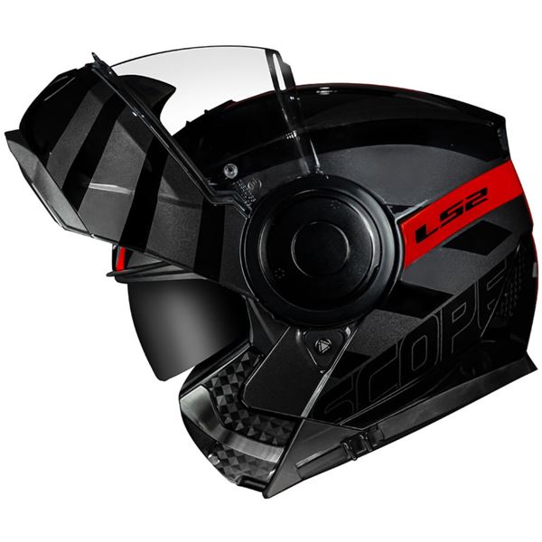 Capacete LS2 Scope FF902 Hamr Preto/Vermelho (Articulado) - Grid Motors