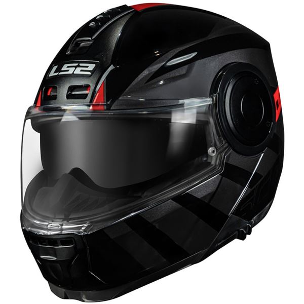 Capacete LS2 Scope FF902 Hamr Preto/Vermelho (Articulado) - Grid Motors