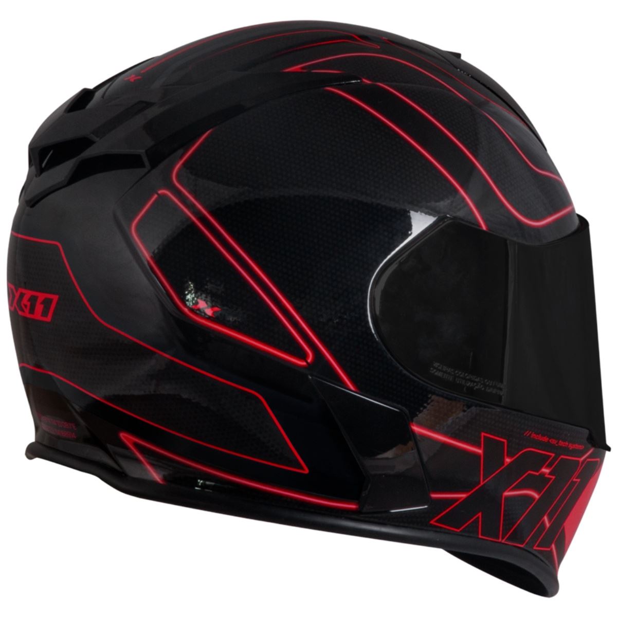 Capacete X11 Revo Pro Tronix - Vermelho/Preto - Grid Motors