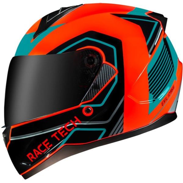 Capacete Race Tech Sector Exilio - Preto/Verde/Laranja - Grid Motors