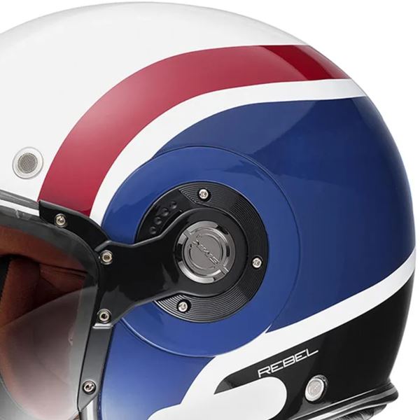 Capacete SMK Retro Jet Rebel - Branco/Azul/Vermelho - Grid Motors