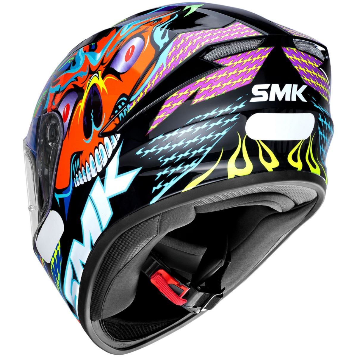 Capacete SMK Stellar Skull - Preto/Laranja/Azul - Grid Motors