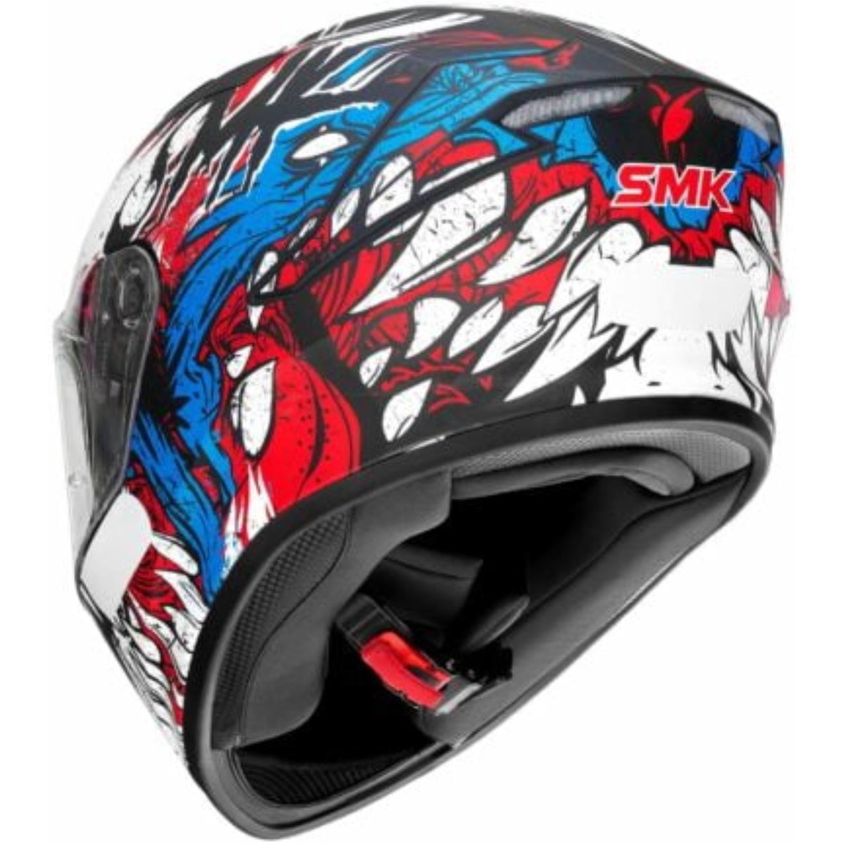 Capacete SMK Stellar Werewolf - Branco/Vermelho/Azul Fosco - Grid Motors