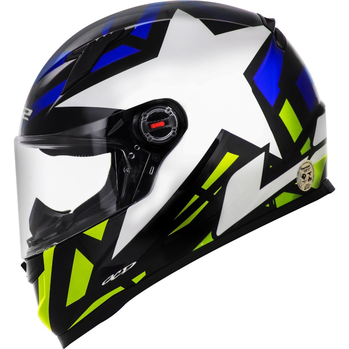 Capacete LS2 FF358 Starwar Azul/Amarelo Fluor - Grid Motors
