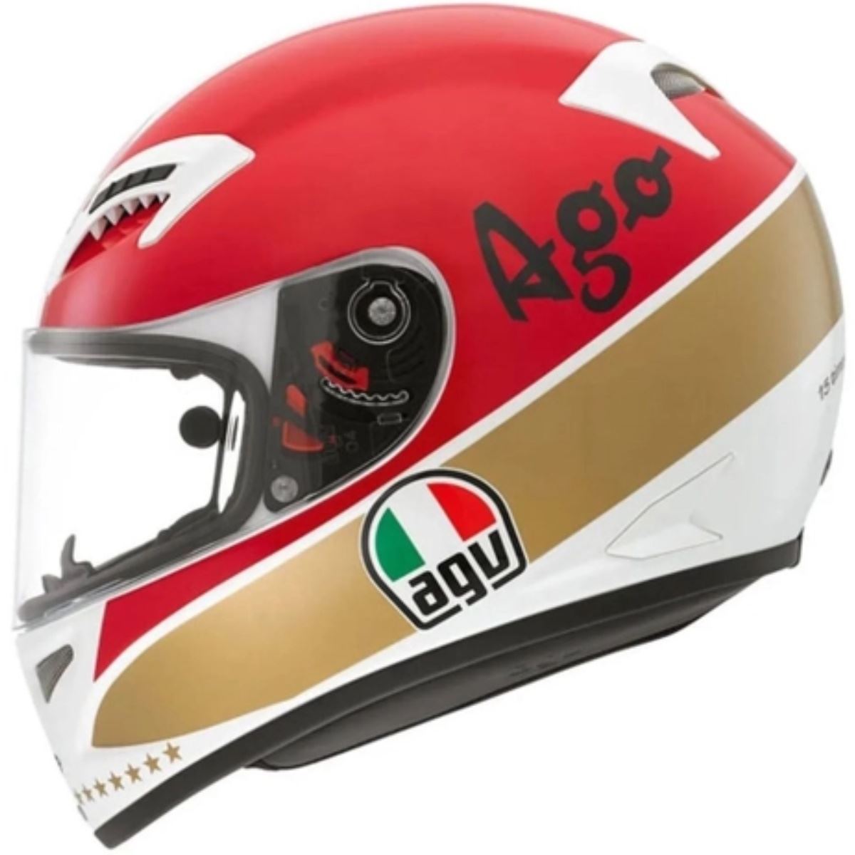 Capacete AGV T2 Agostini - Branco/Verde/Vermelho - Grid Motors