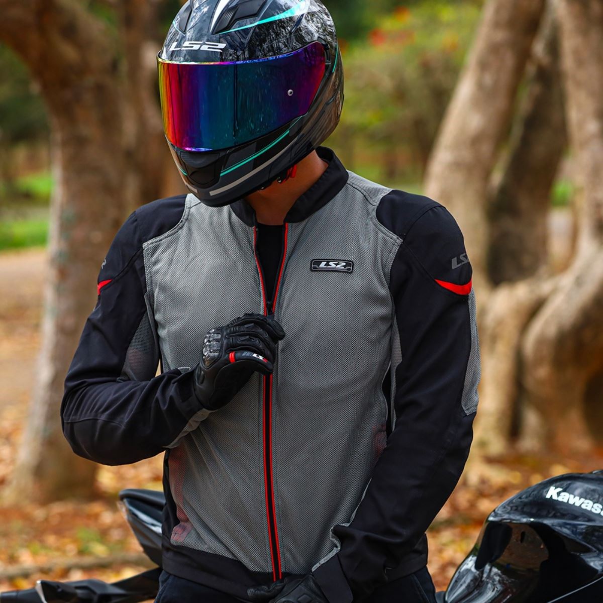 Jaqueta LS2 Airy Cinza/Preto/Vermelho - Grid Motors