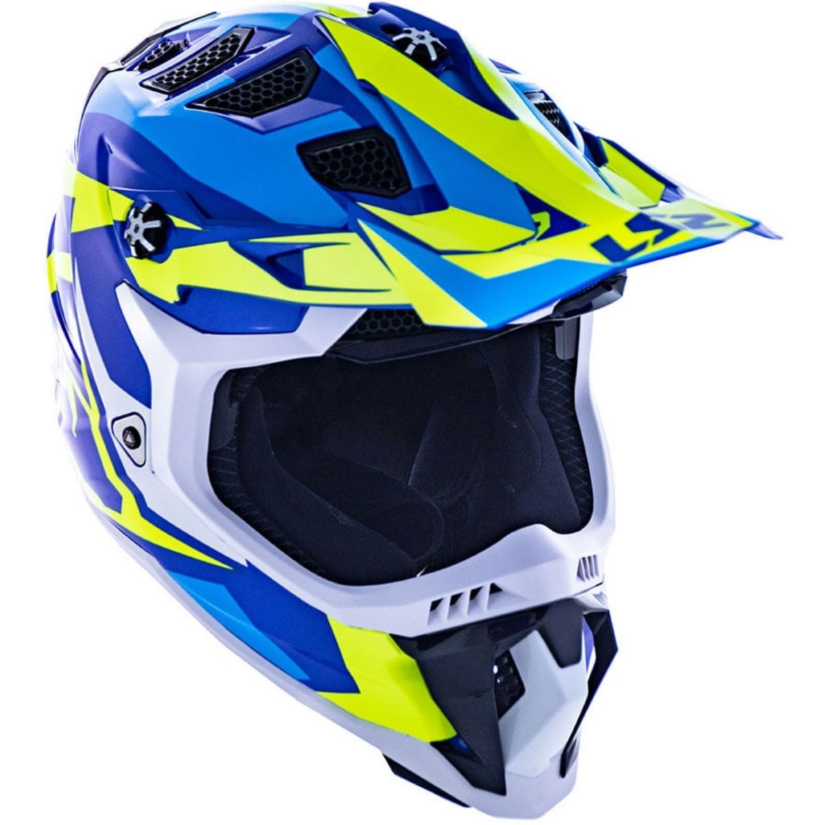 Capacete LS2 MX700 Subverter Evo Nimble - Branco/Azul/Amarelo Fluor ...