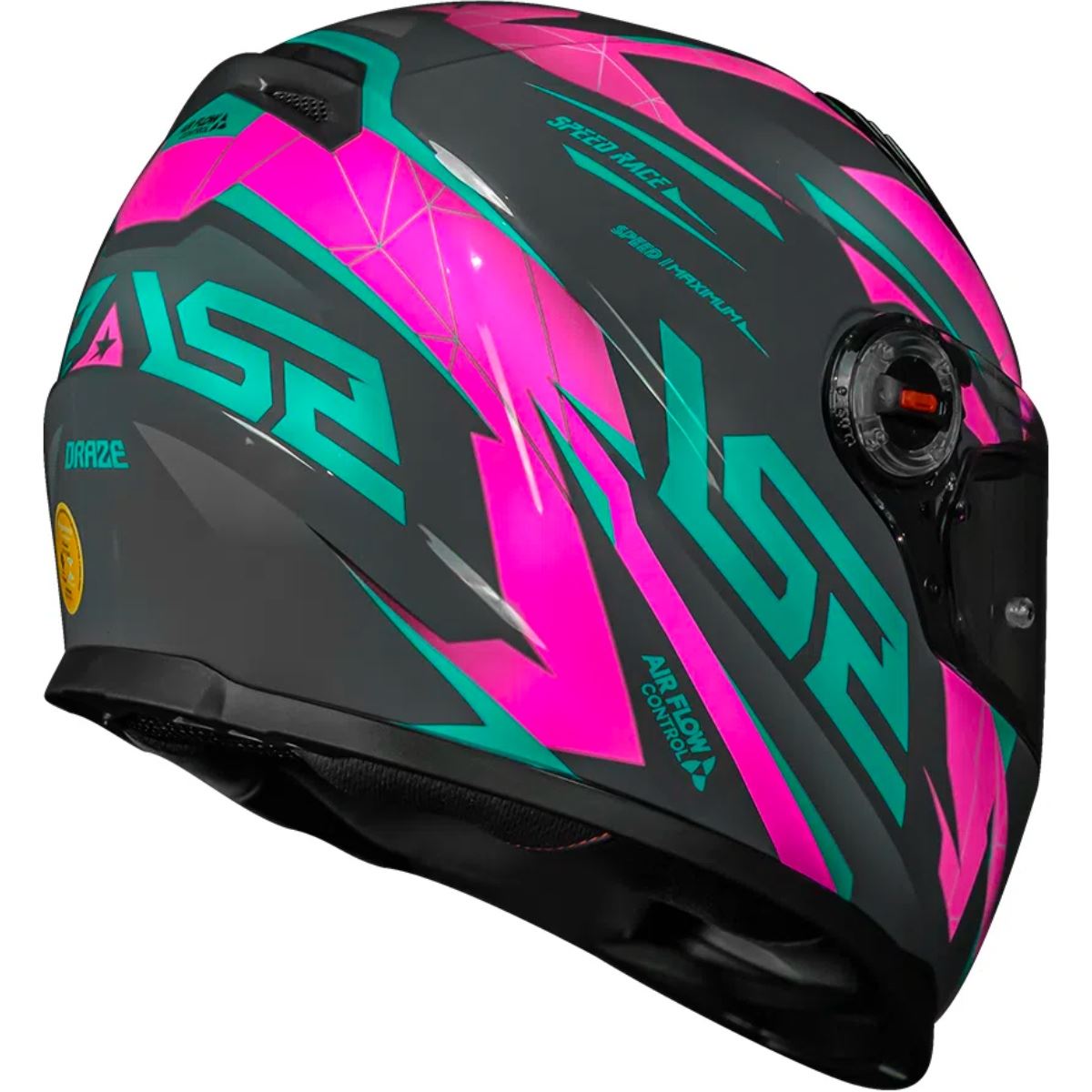 Capacete LS2 FF358 Draze - Cinza/Verde/Rosa - Grid Motors