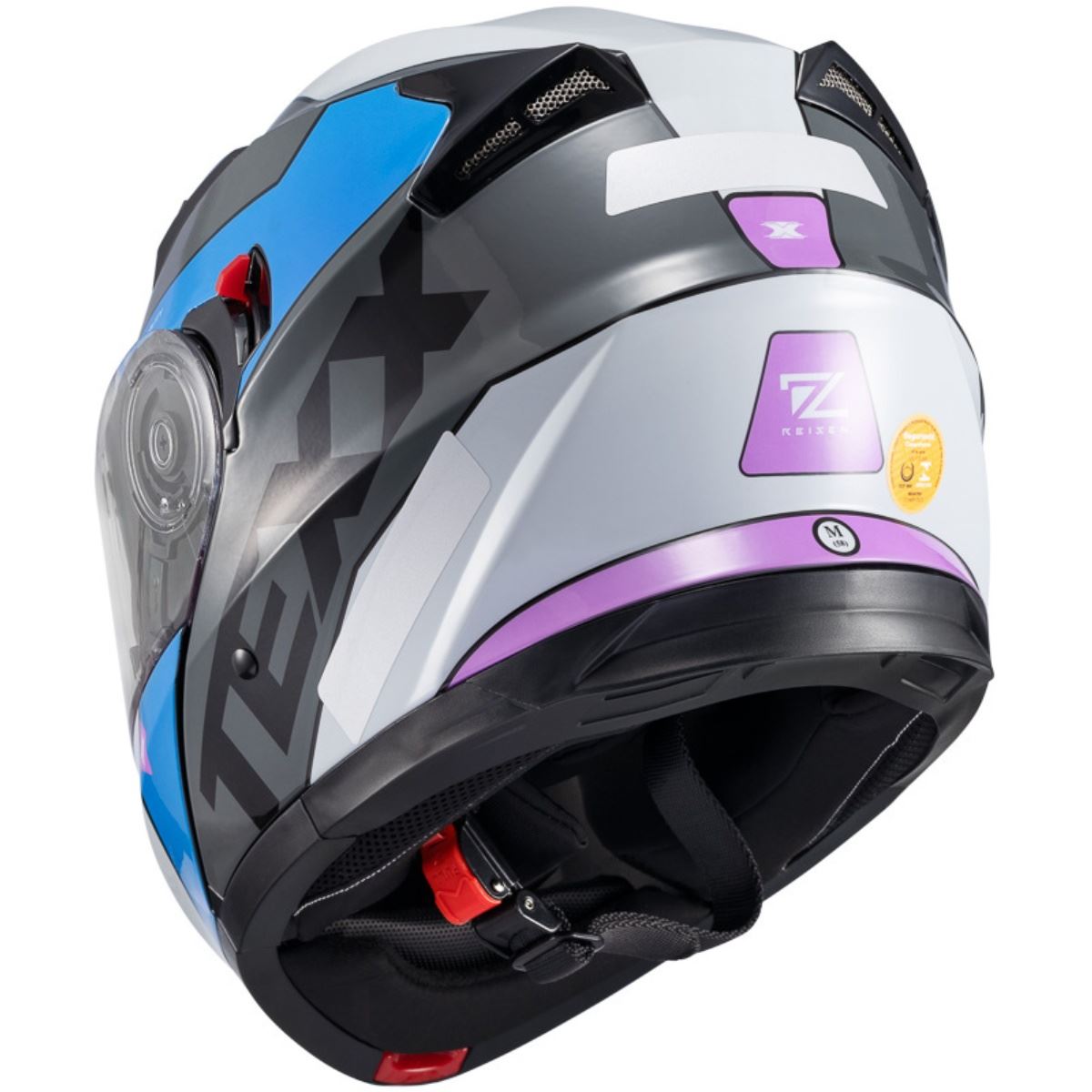 Capacete Texx Gladiator V3 Reisen - Azul/Rosa/Branco - Grid Motors