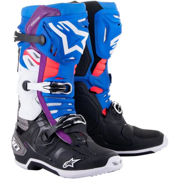 Bota Alpinestars Tech 10 Supervented Preto/Azul/Roxo/Branco - Grid Motors