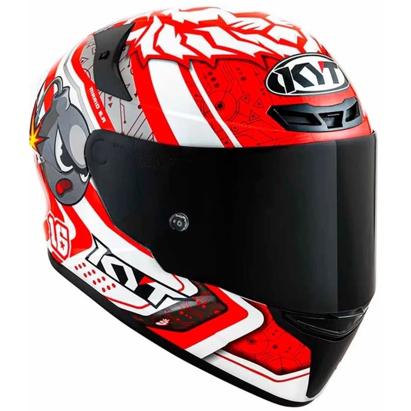 Capacete KYT TT Course Super Mario - Vermelho/Branco - Grid Motors
