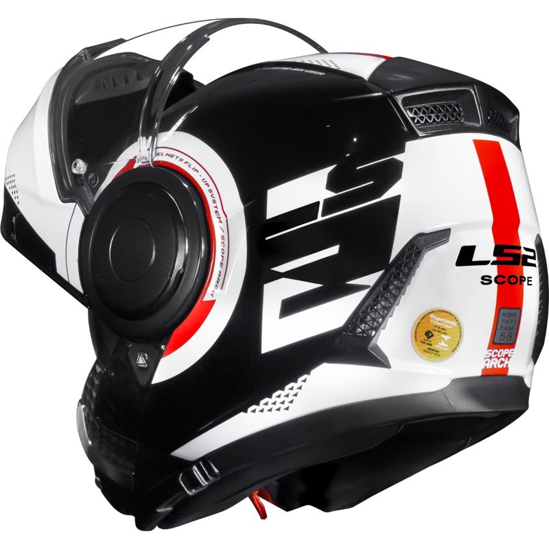 Capacete LS2 Scope FF902 Arch Branco/Vermelho (Articulado) - Grid Motors
