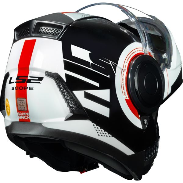 Capacete LS2 Scope FF902 Arch Branco/Vermelho (Articulado) - Grid Motors