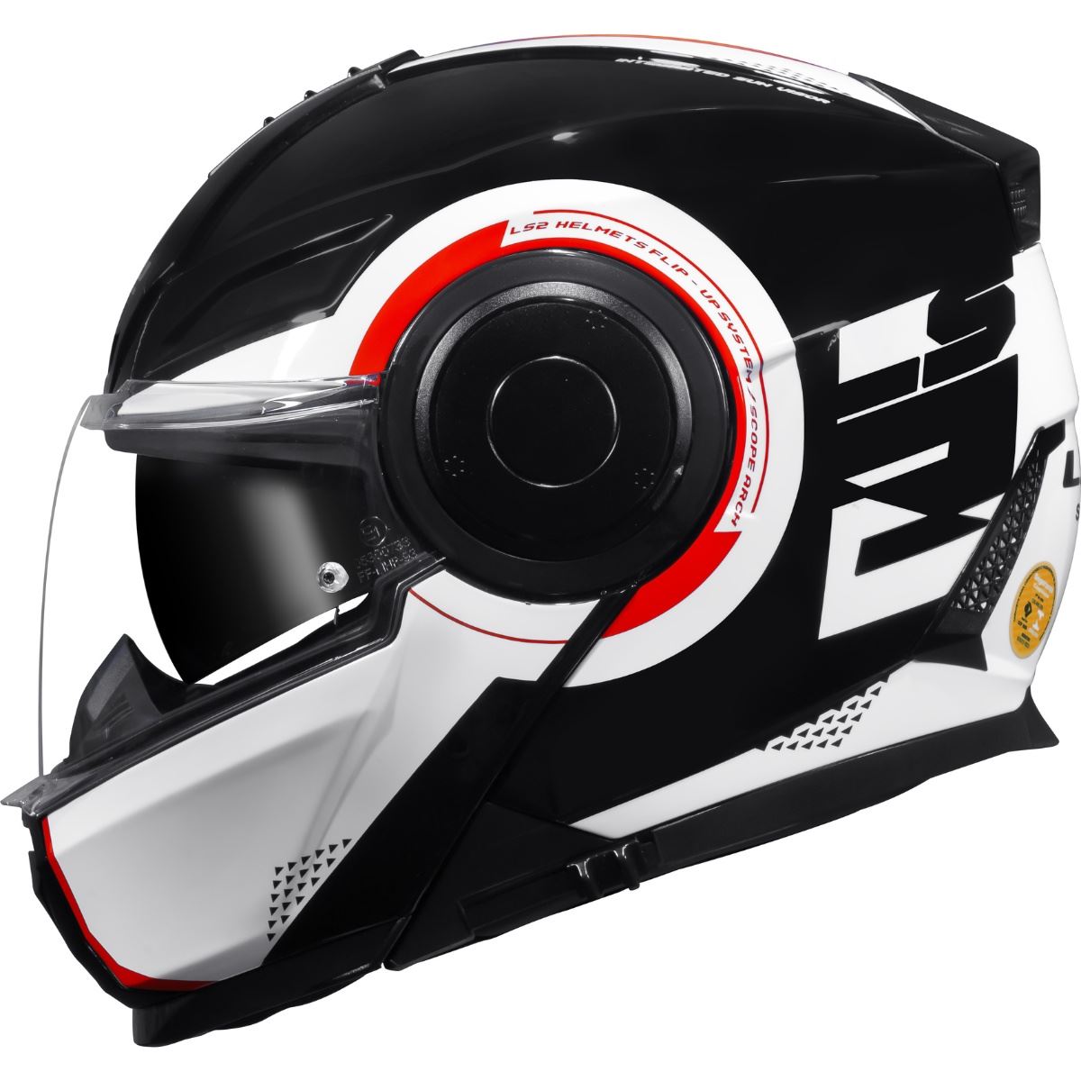 Capacete LS2 Scope FF902 Arch Branco/Vermelho (Articulado) - Grid Motors