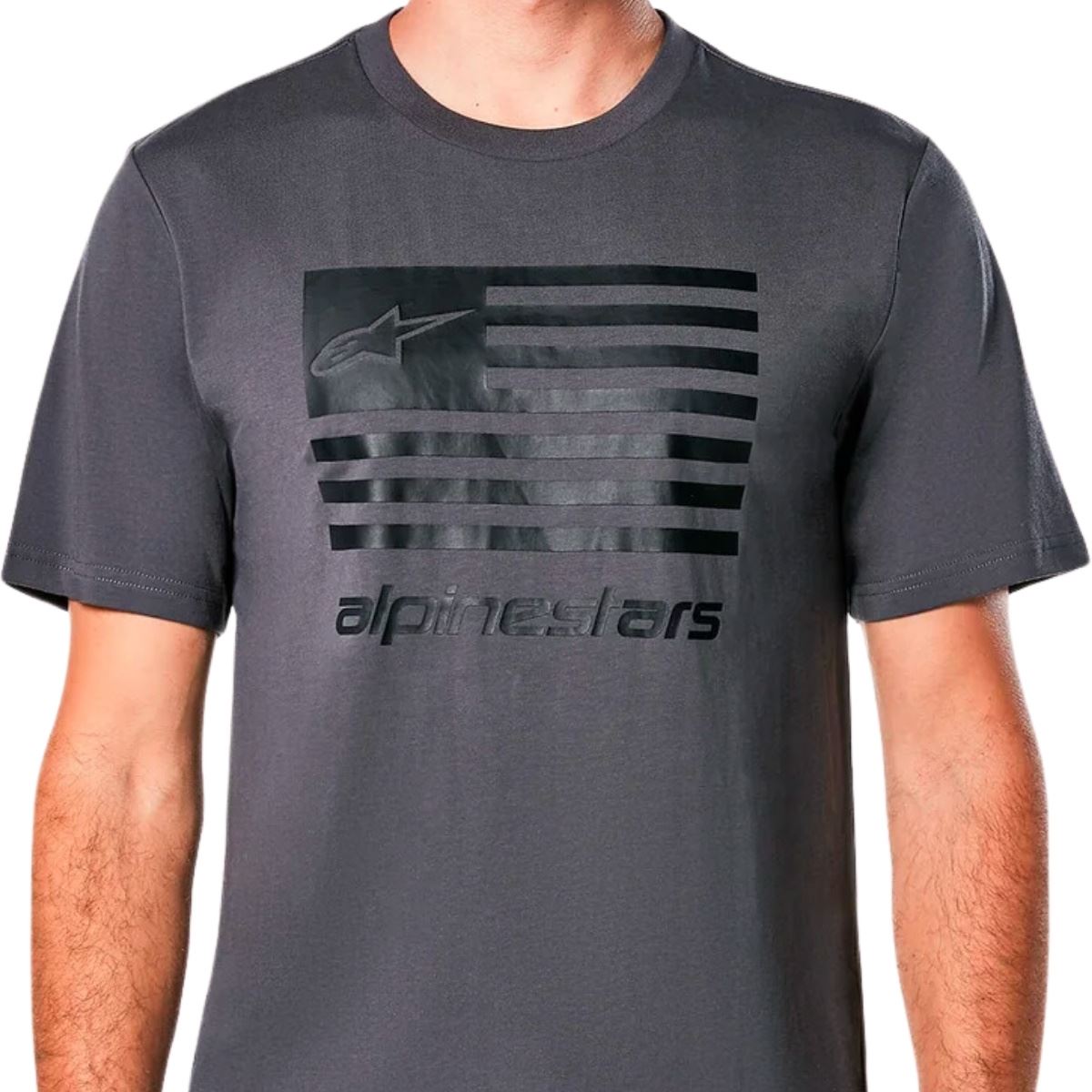 Camiseta Alpinestars Flag Cinza Escuro/Preto - Grid Motors