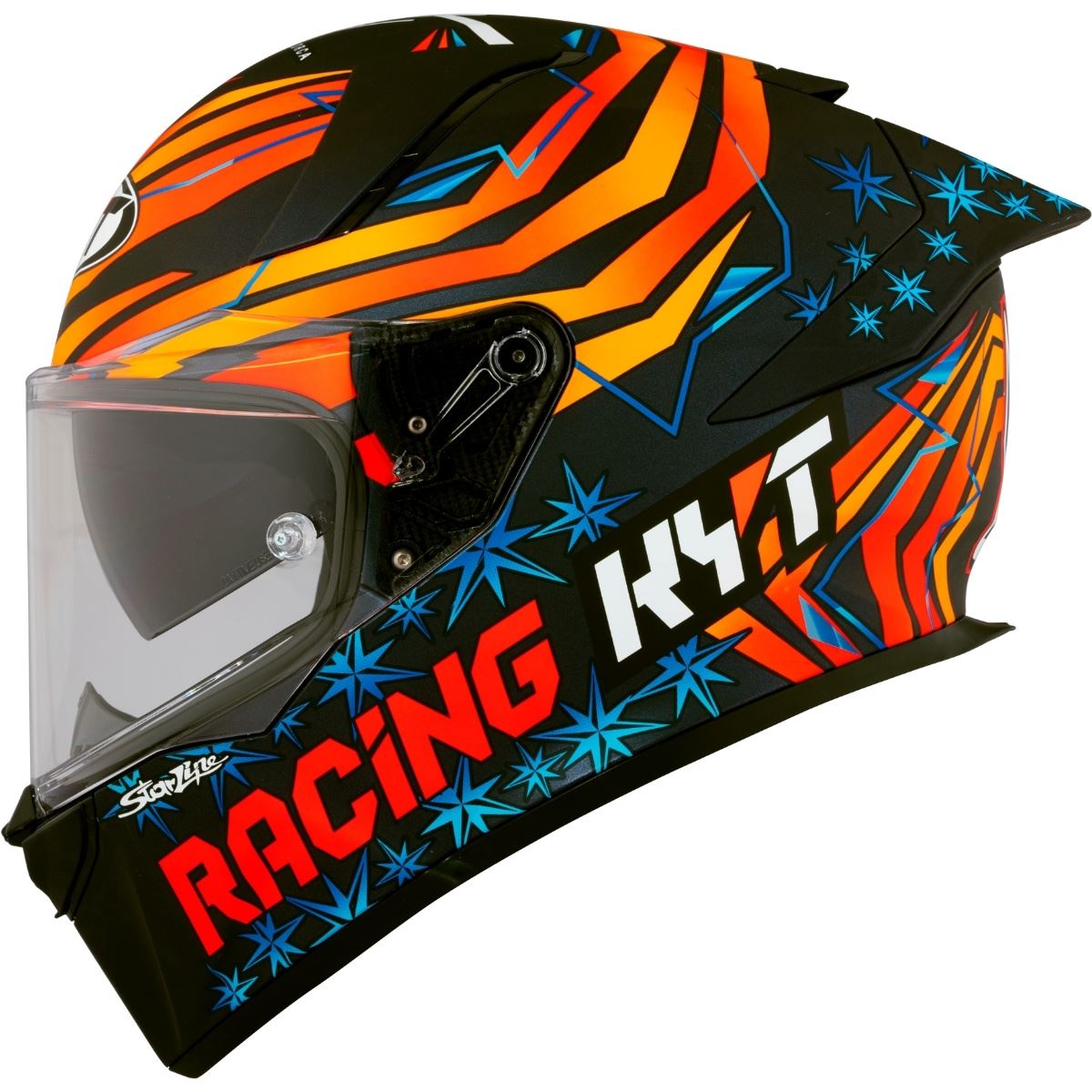 Capacete KYT R2R Augusto Fernandez 2022 - Azul/Preto/Laranja - Grid Motors