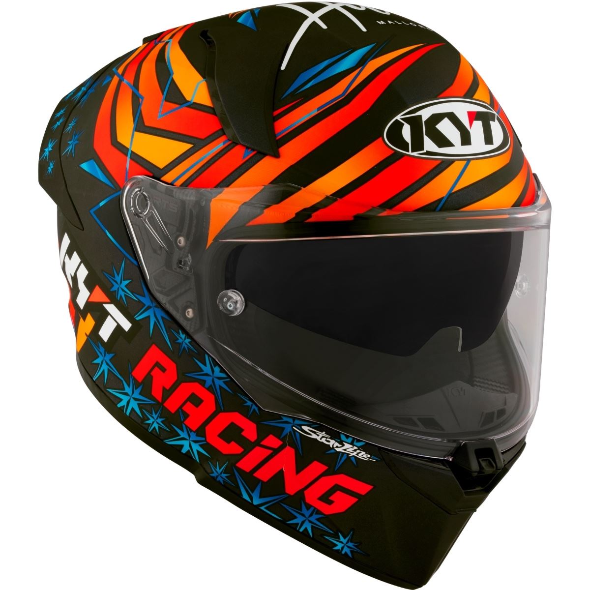 Capacete KYT R2R Augusto Fernandez 2022 - Azul/Preto/Laranja - Grid Motors