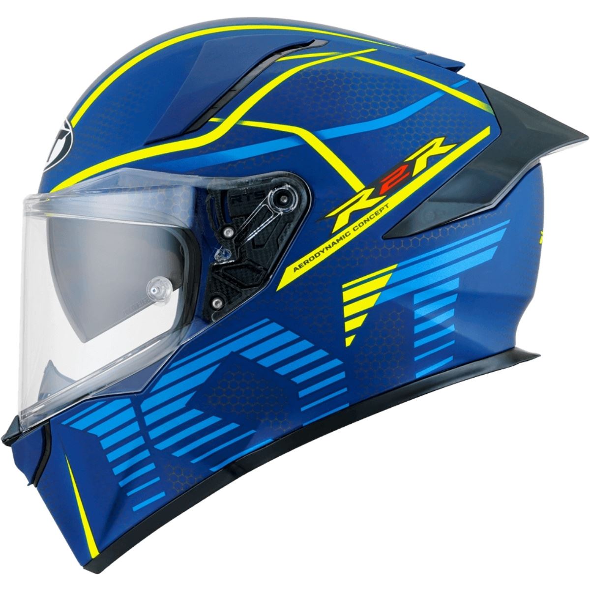 Capacete KYT R2R Concept - Azul/Amarelo Fosco - Grid Motors