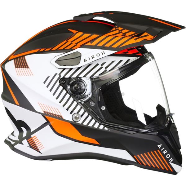Capacete Airoh Commander Boost Preto/Branco/Laranja Fosco - Grid Motors