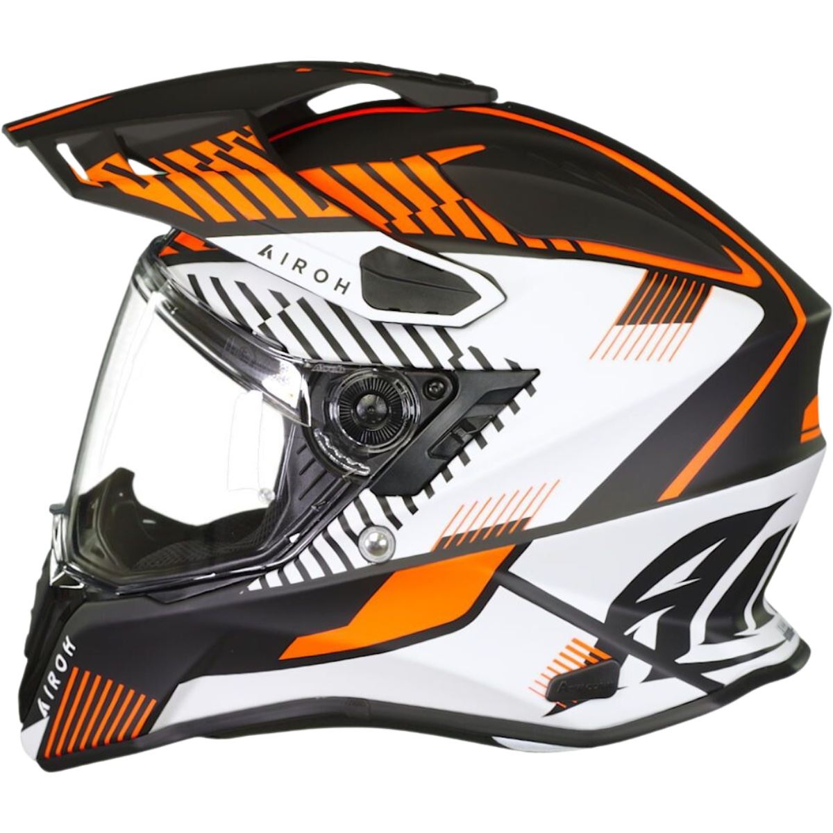 Capacete Airoh Commander Boost Preto/Branco/Laranja Fosco - Grid Motors