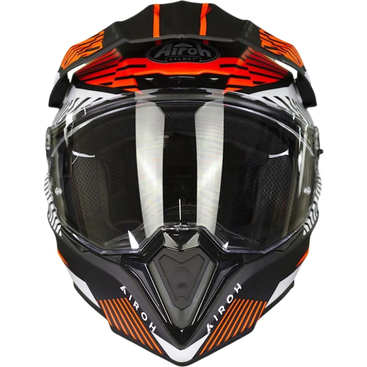 Capacete Airoh Commander Boost Preto/Branco/Laranja Fosco - Grid Motors