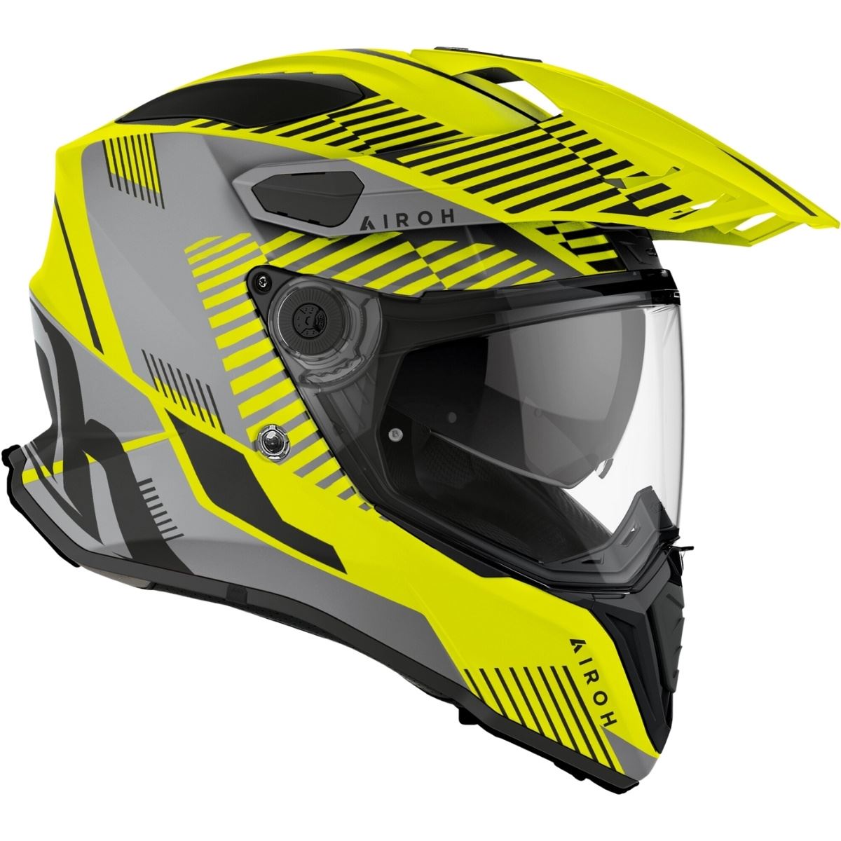 Capacete Airoh Commander Boost Preto/Cinza/Amarelo Fluor Fosco - Grid Motors
